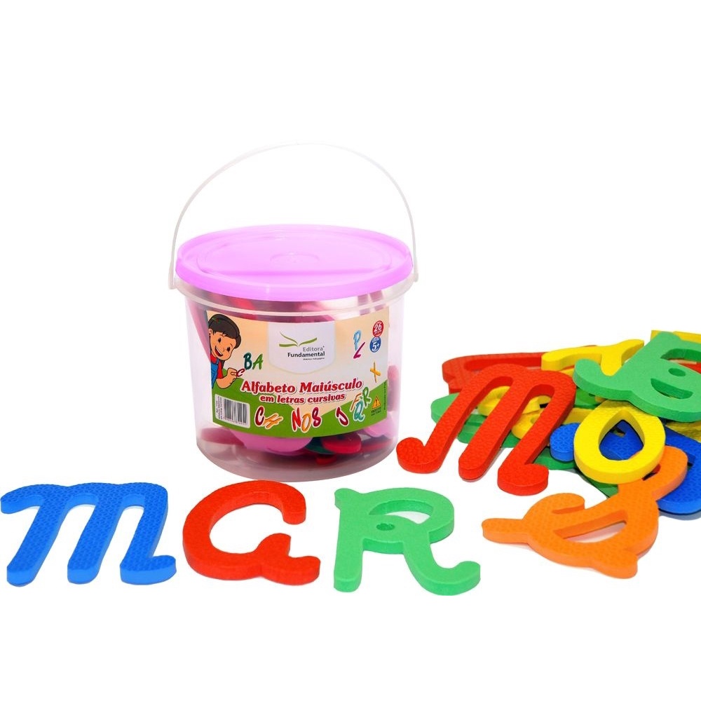 Jogo Infantil Brinquedo Educativo Criança Balde Alfabeto Maiusc. Letras ...