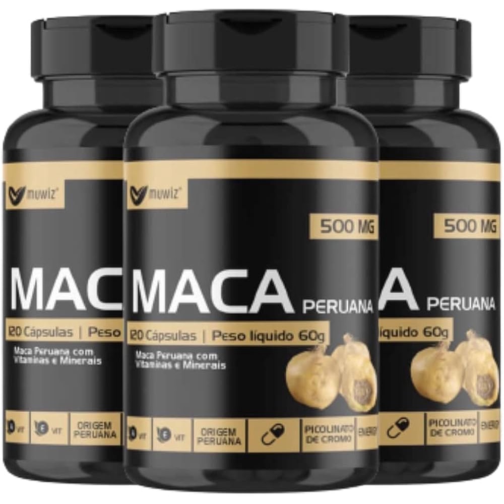 Maca Peruana Original Com Vitaminas E Minerais 500mg - 120 Cápsulas 3 Frascos | Shopee Brasil