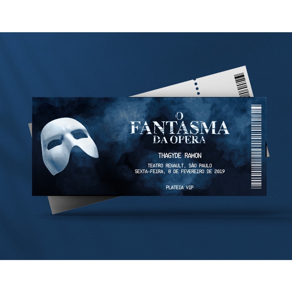 Ingresso Holográfico Personalizado O Fantasma da Ópera - Se o frete ficar alto, me chame no chat ...