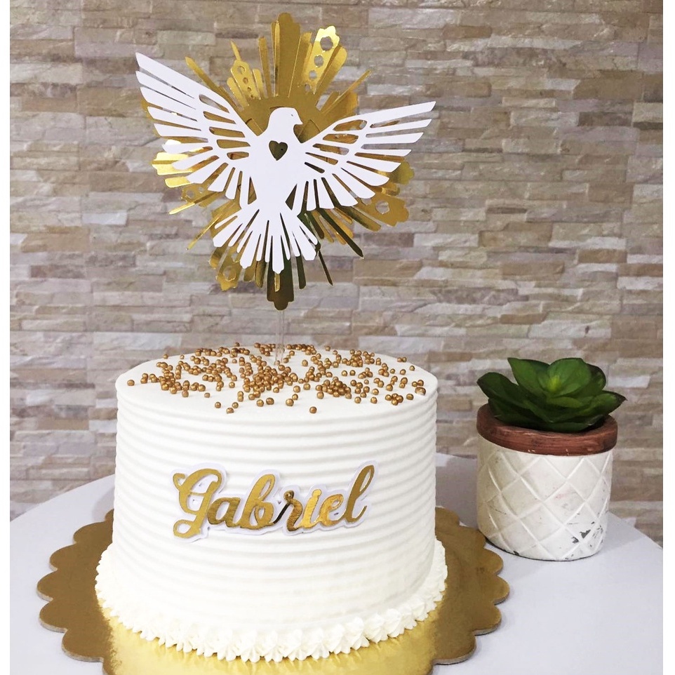 Topo Topper de Bolo em camadas - Tema "Crisma/Espirito Santo/Batismo ...