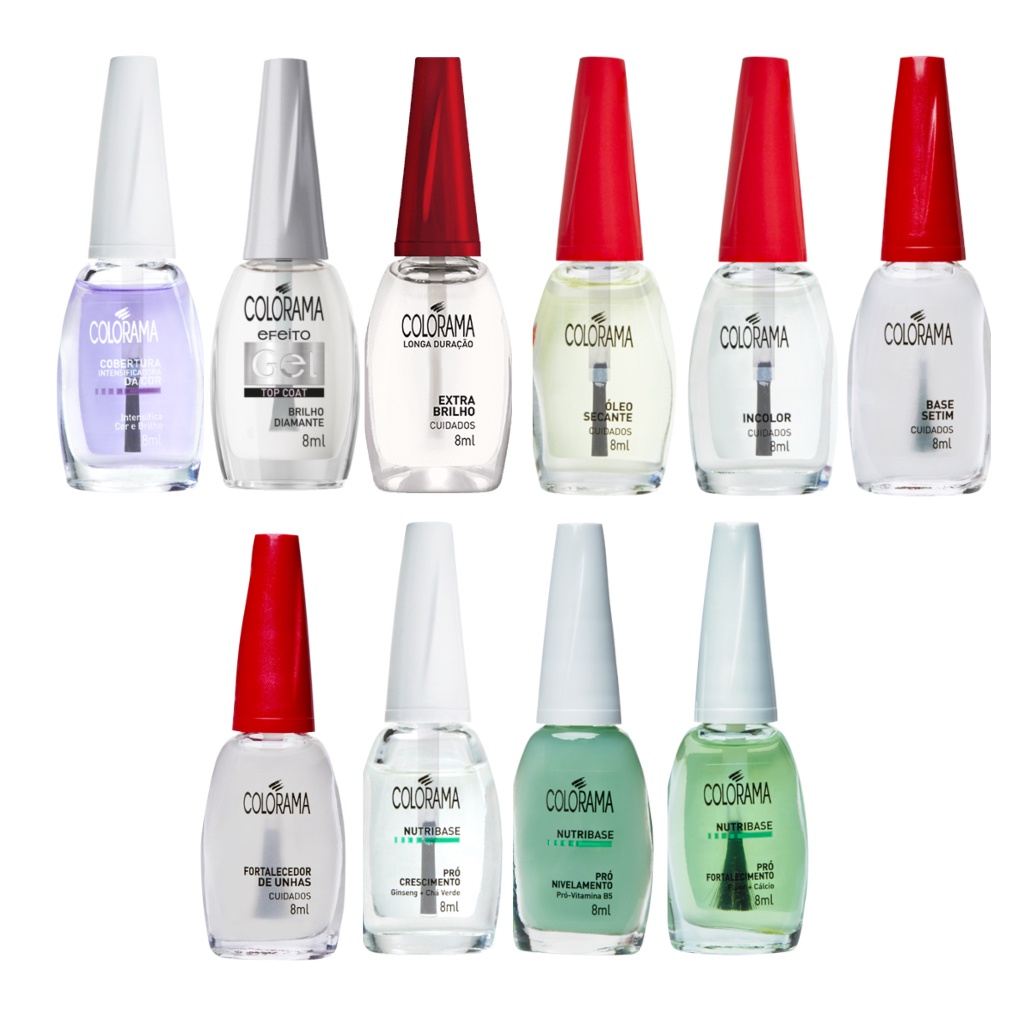 Kit 10 Esmaltes Colorama Cuidados E Finalizador Top Coat E Tratamento ...
