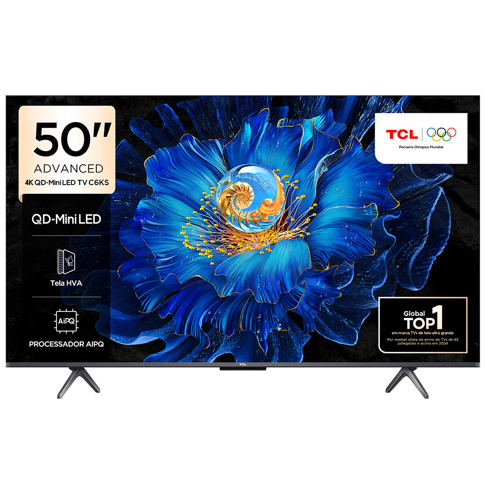 Smart TV TCL 50 Polegadas QLED Mini LED 4K C6KS WiFi Bluetooth Google ...