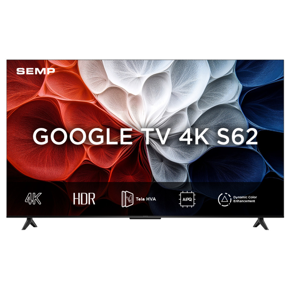 Smart TV Semp 43 Polegadas LED HVA 4K S62 WiFi Bluetooth Google TV 3 HDMI HDR10+ Dolby Audio ...