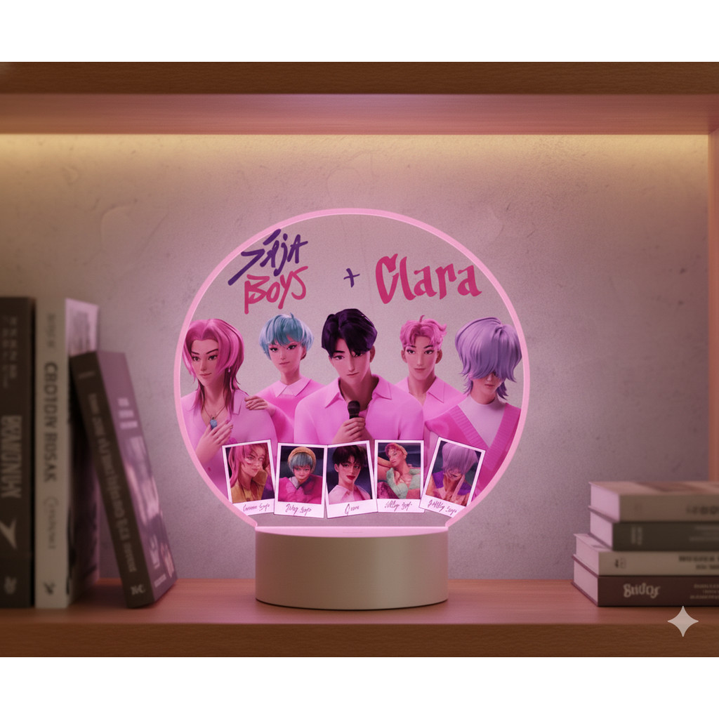 Luminária Personalizada SAJA Boys K pop Acrílico LED Decorativa ...