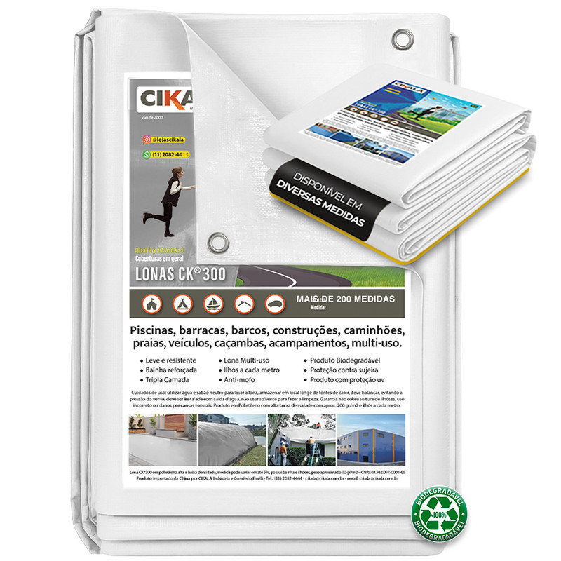 Lona Branca 9x5 Impermeável 300 Micras Cobertura Barraca Garagem Carro ...