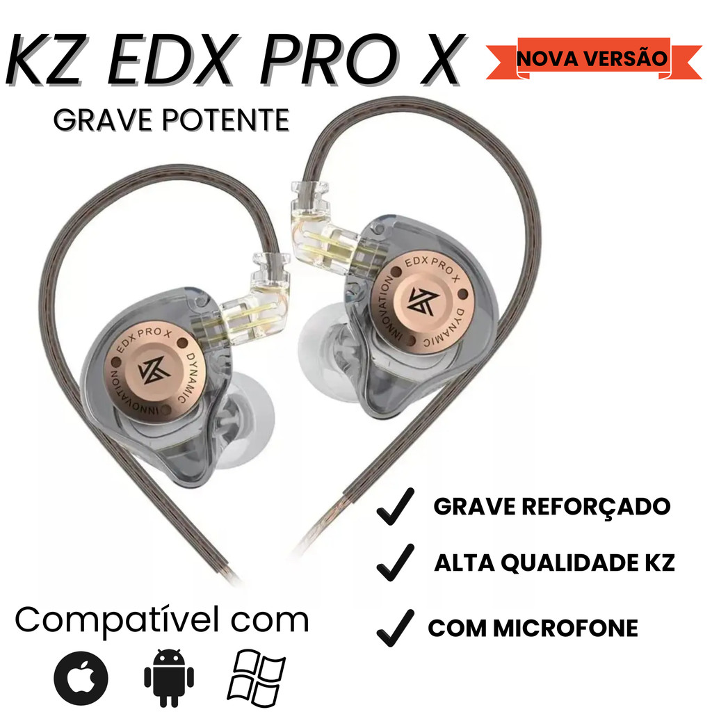 Fone de Ouvido KZ EDX Pro X Original – Hi-Fi Profissional – Grave Forte ...