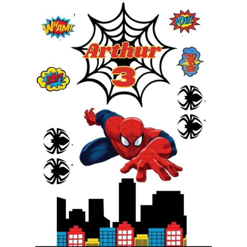 topo/topper de bolo homem aranha/spider man personalizado com nome e ...