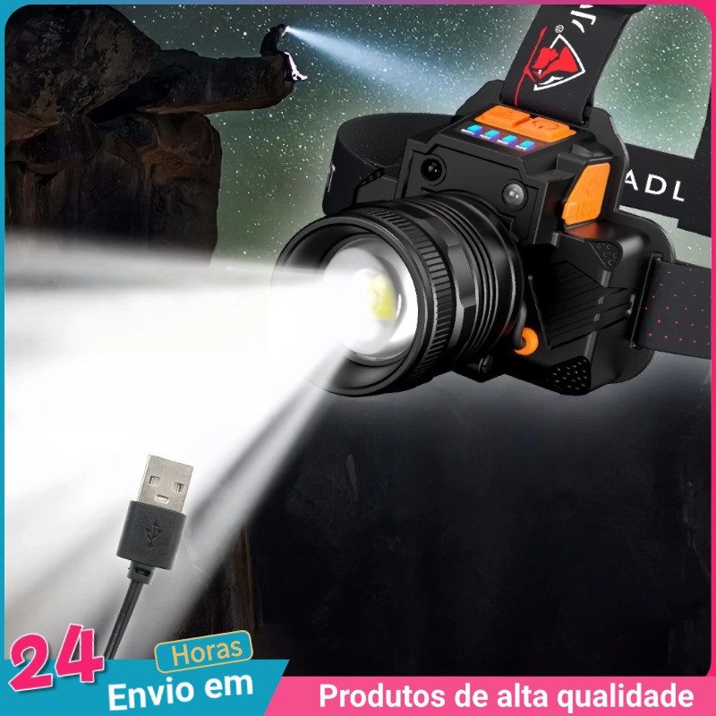 Lanterna De Cabeca A Prova D'Água Led Sensor Potente Cabeça Potente ...