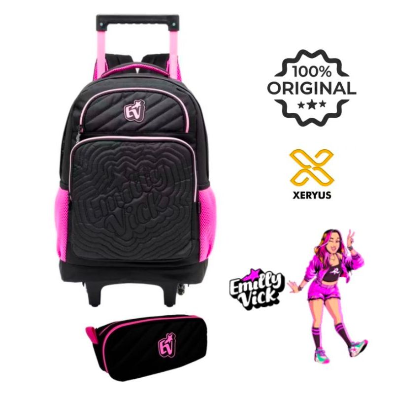 Kit Mochila Emily Vick com Rodinhas Original e Estojo Xeryus | Shopee ...