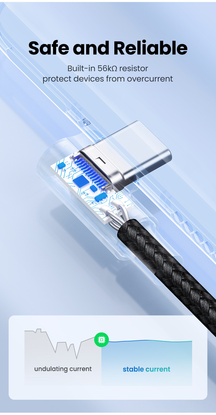 Cabo De Carregamento UGREEN 3A USB C Em Ângulo Reto Para Suporte Tipo QC 3.0 Rápido Xiaomi 9 Pro ...