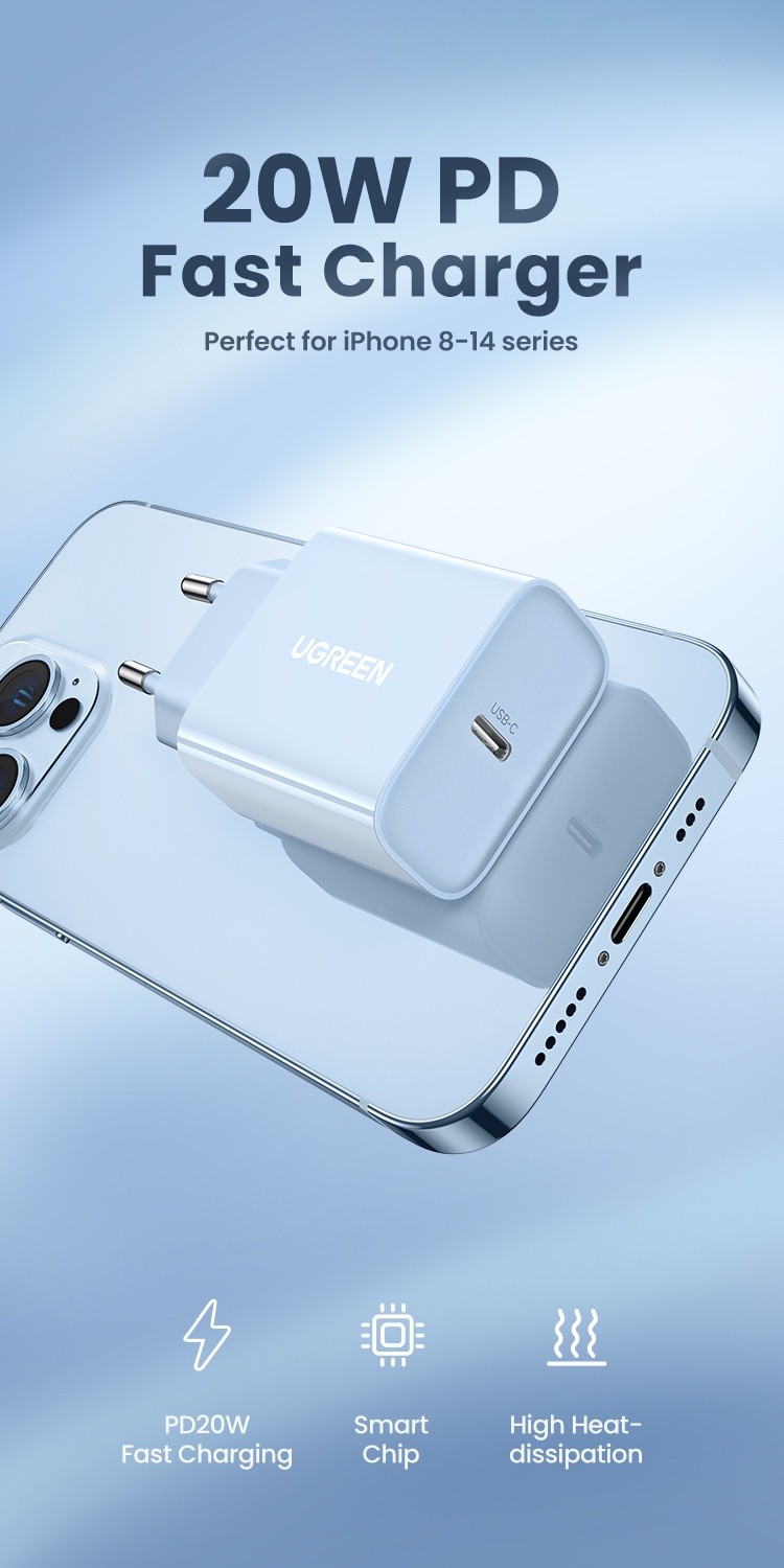 Carregador Rápido UGREEN 4.0 3.0 QC PD Fatos De iPhone 20W QC4.0 QC3.0 USB Tipo C Para 14 Xiaomi ...