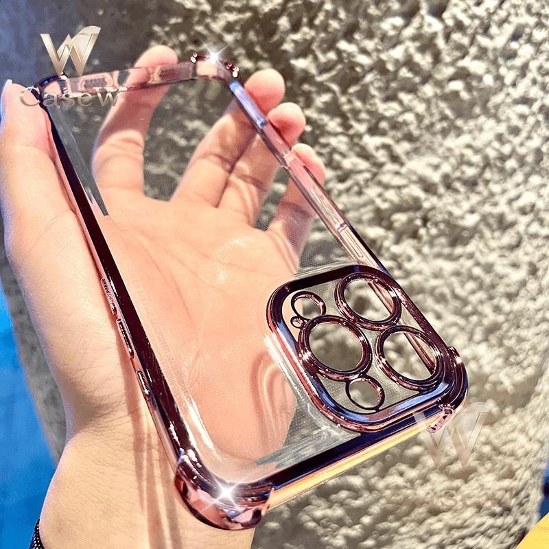 Capa De Telefone Para Redmi 12C/13C/14C Transparente TPU Quatro Cantos Luxo Amortecimento Macia ...