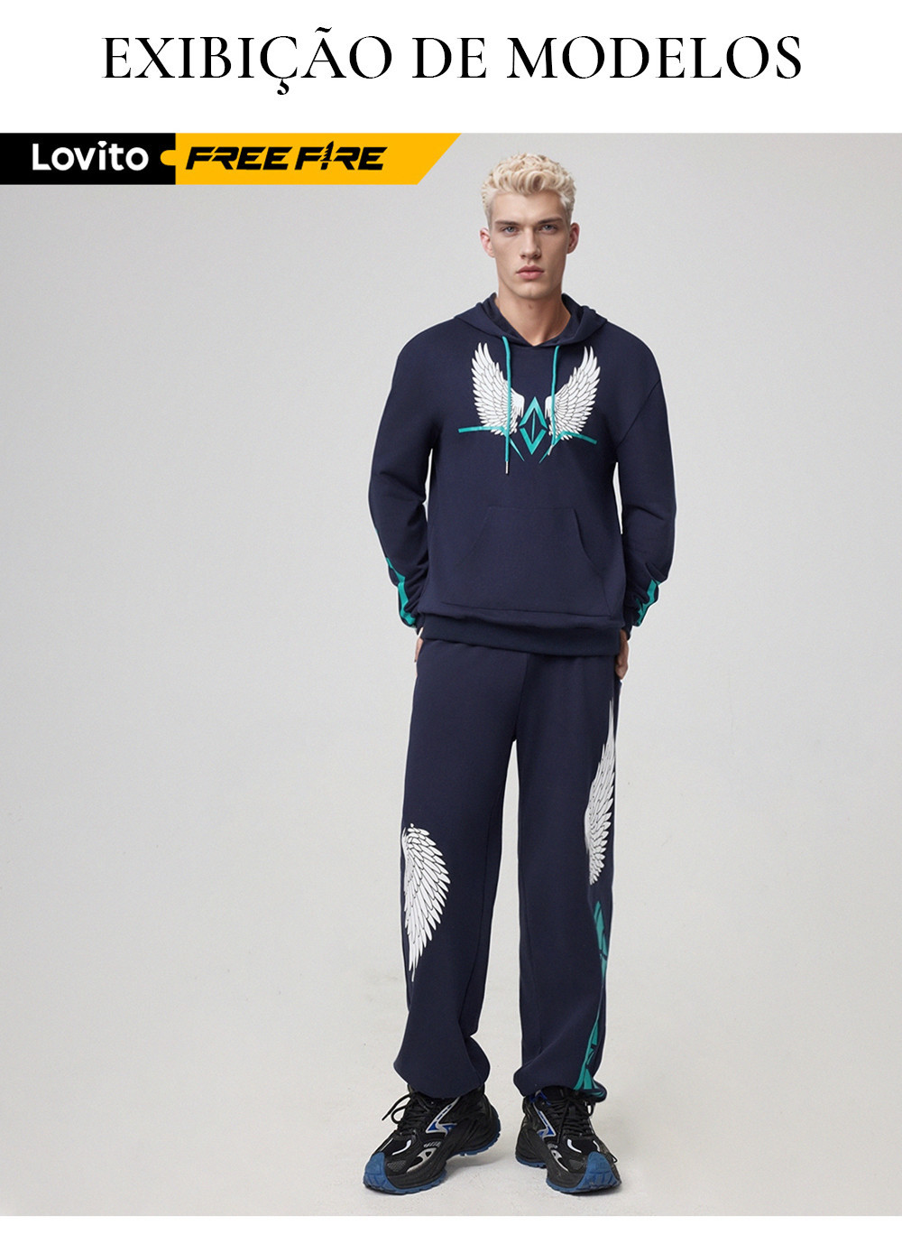 Lovito x Free Fire CALÇA ANGELICAL AZUL Calça unisex de moletom com ...