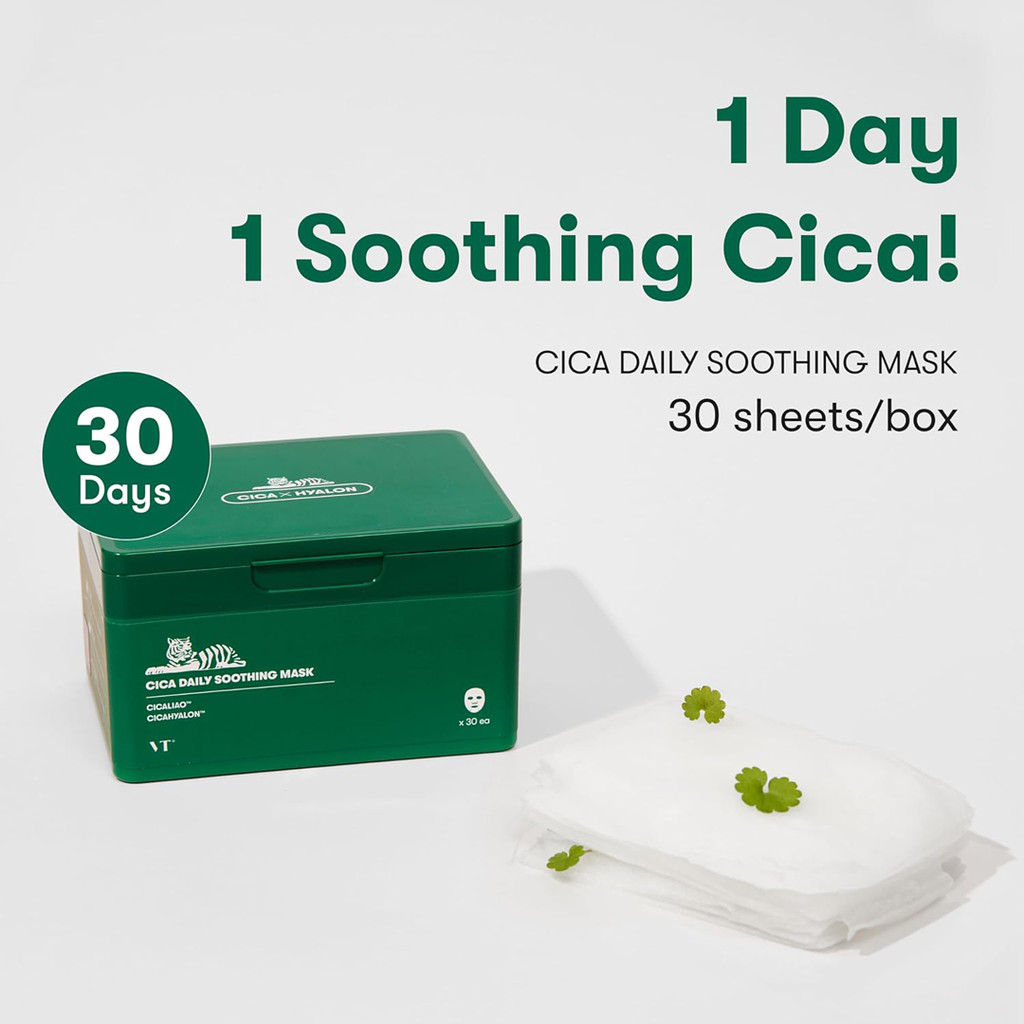 [VT] CICA Daily Soothing Mask 30ea, Sheet mask, Acne care (Cica / Reti-A) | Shopee Brasil