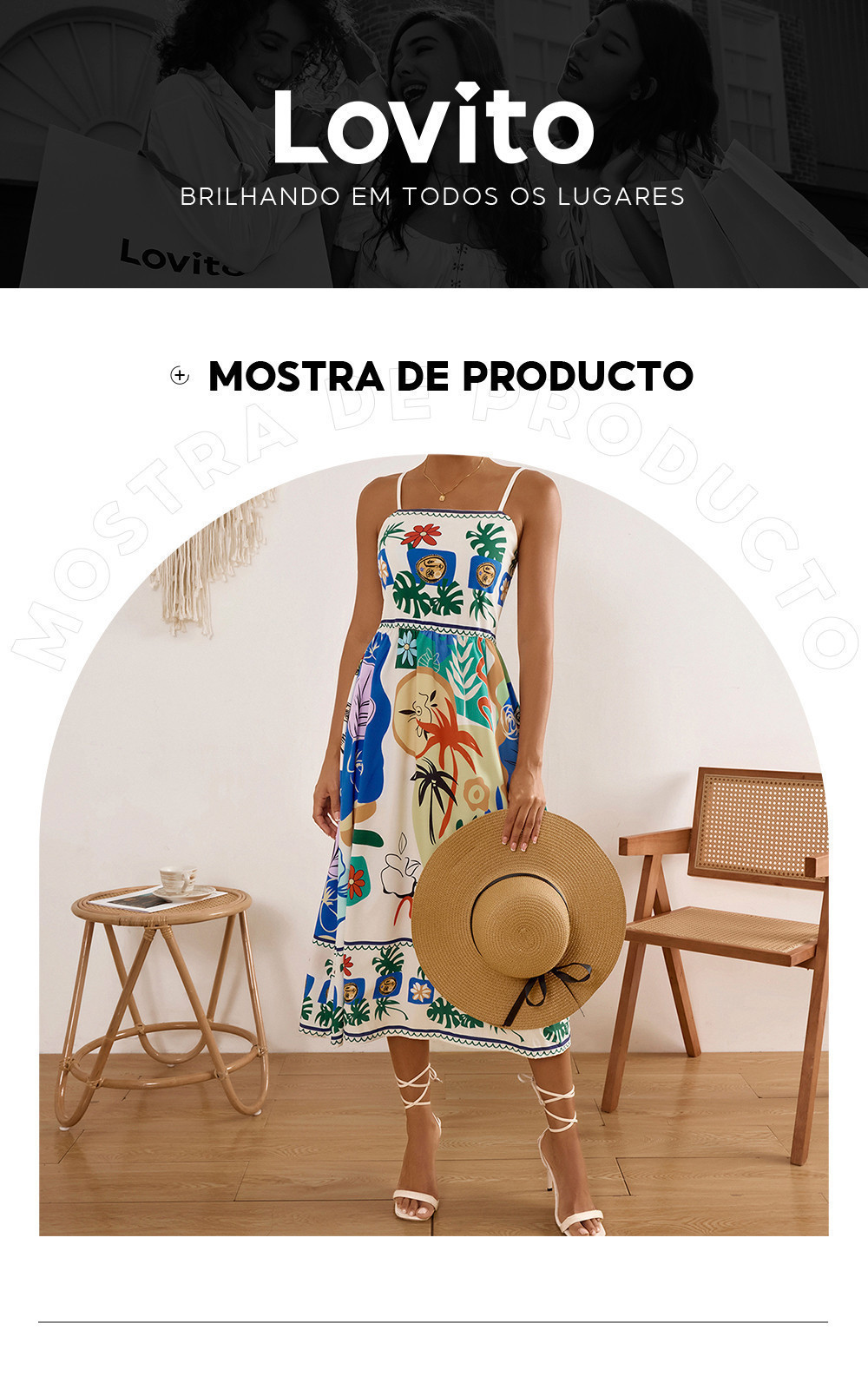 Lovito Vestido Boho Pop Art Print Padrão Vestido Para Mulheres LBL17611 ...