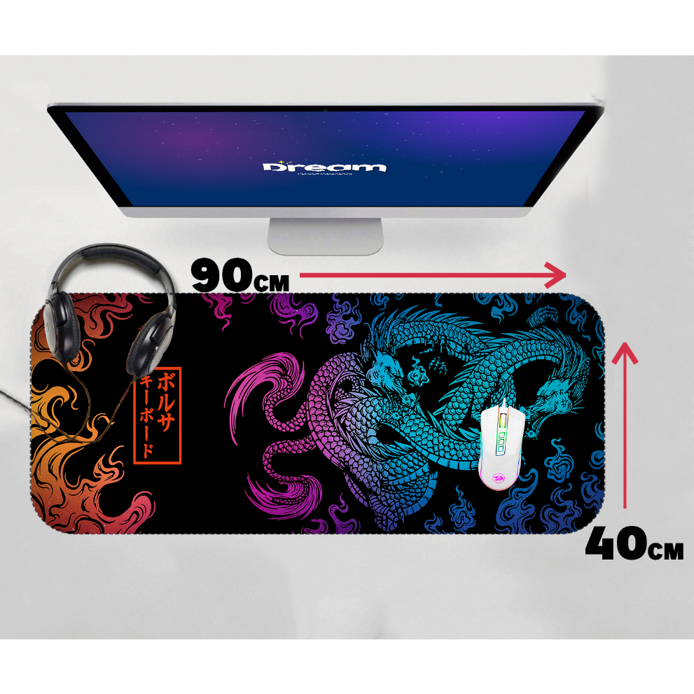 Mouse Pad Gamer Dragão Chinês Anime Extra Grande 90x40 70x30 60x40 ...