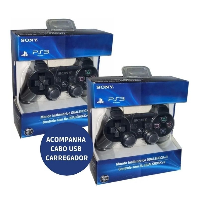 Kit 2 Controles Dualshock 3 Ps3 Modelo Sony Wireless Sem Fio | Shopee ...