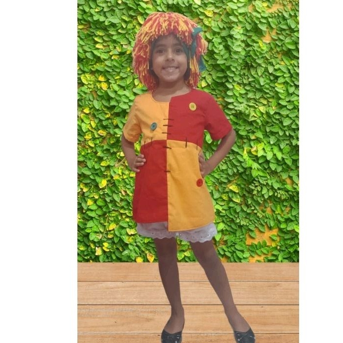 Fantasia Emília + Peruca infantil Sítio do Pica-Pau amarelo para ...