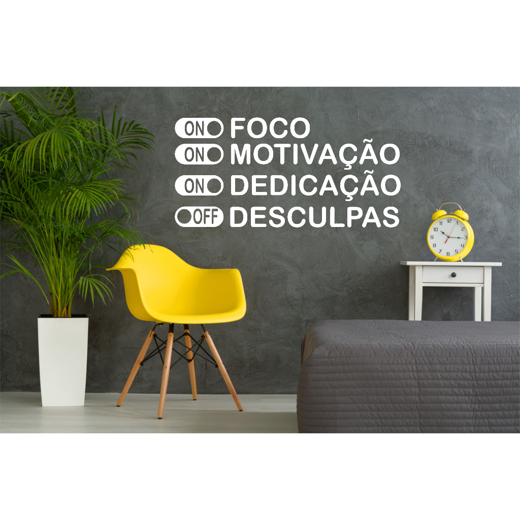 Adesivo De Parede Frase On Foco Motivacional Off Desculpas | Shopee Brasil