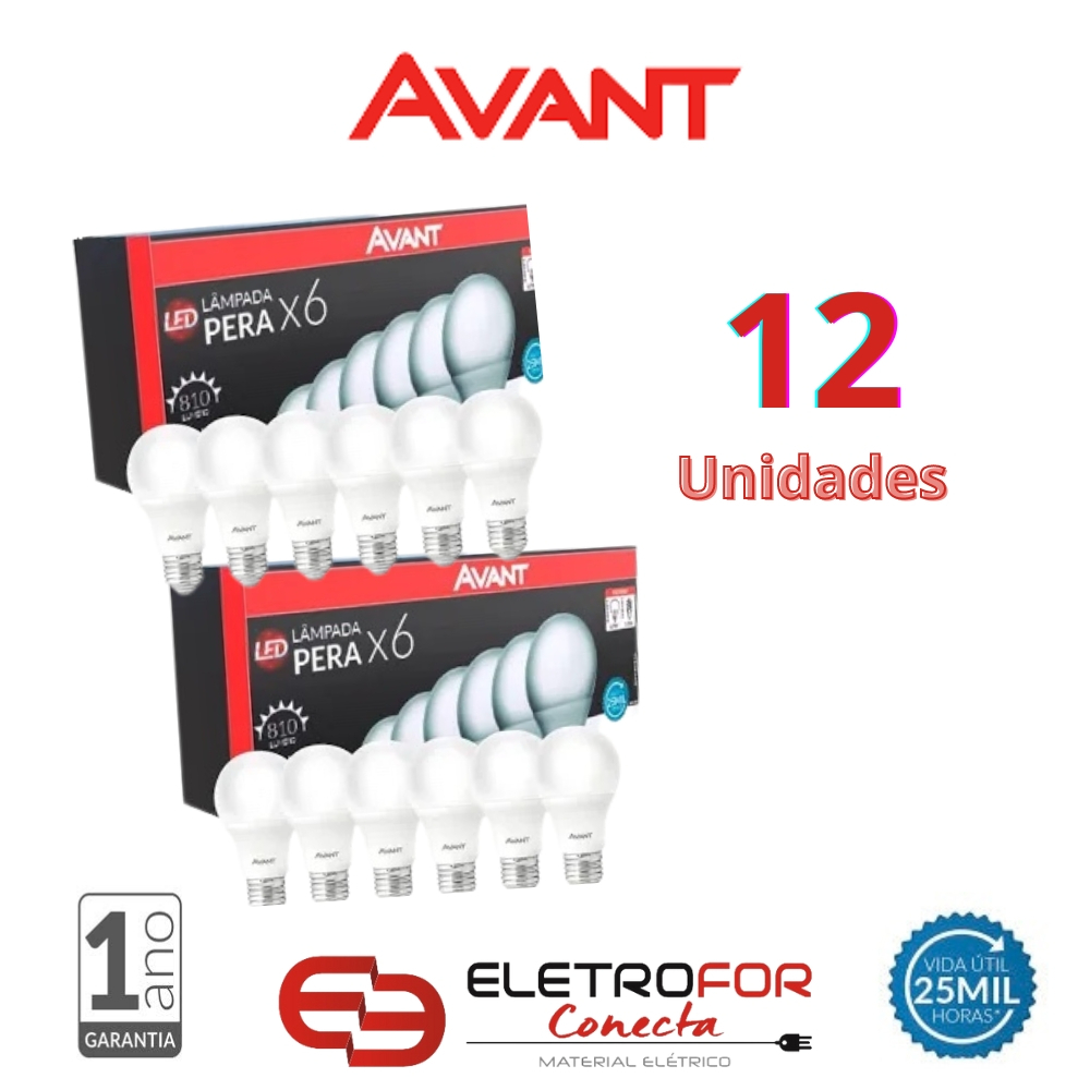 Kit 12 Lâmpadas Led 9w 6500k Bivolt Branco Frio Econômica - Avant | Shopee Brasil