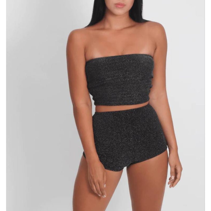 Conjunto Hot Pant Lurex brilho | Shopee Brasil