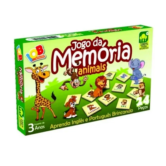 Jogo Da Memoria Animais Ingles e Portugues +3 Anos IOB | Shopee Brasil
