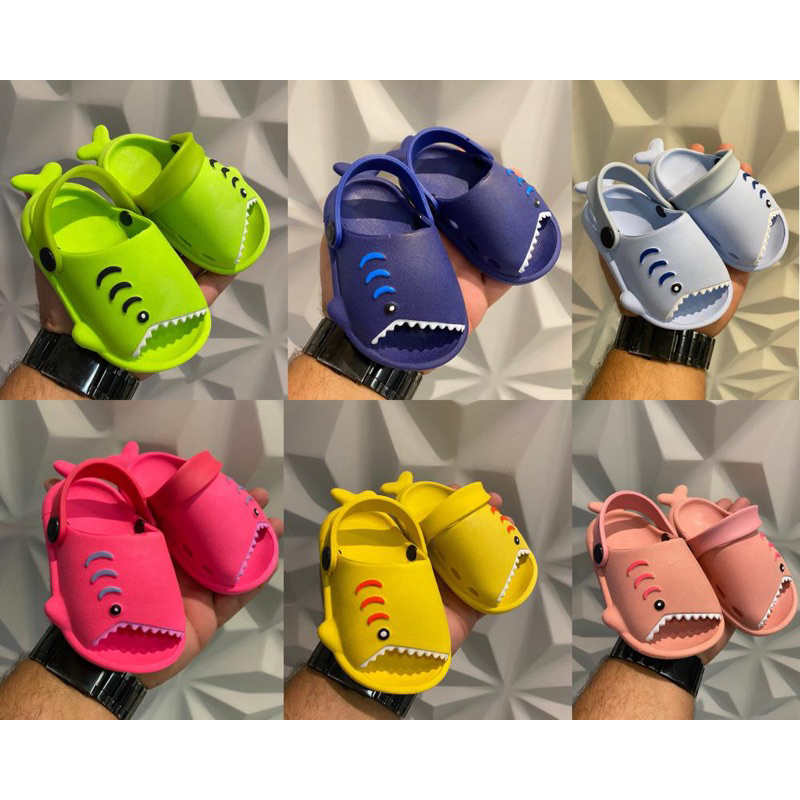 Crocks Baby Shark Moda Infantil Croks Peixinho menino e menina Chinelo ...