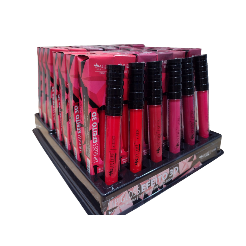 Box 36 Unidades Lip Gloss Efeito 3d Max Love + 6 Provadores | Shopee Brasil
