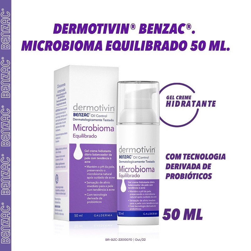 Gel Creme Hidratante Facial Dermotivin Benzac Oil Control Microbioma ...