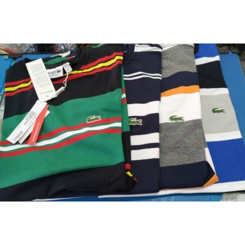 CAMISA LACOSTE LISTRADA MALHA PERUANA KIT COM 5 PEÇAS VARIAS CORES ...