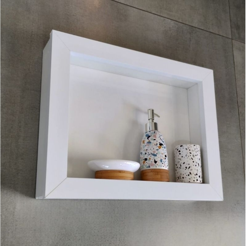 Nicho banheiro sobrepor em porcelanato 37x46x9 acabamento em alumínio ...