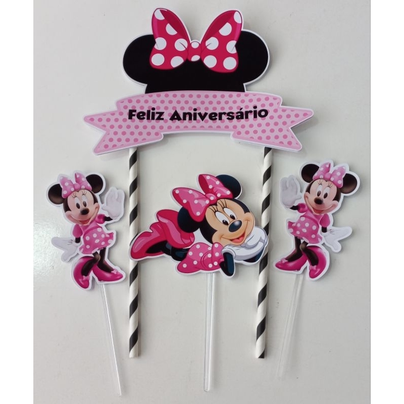 Topo de bolo Minnie Rosa | Shopee Brasil