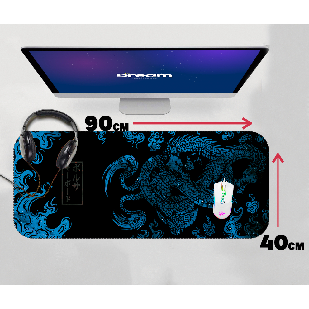 Mouse Pad Gamer Dragão Chinês Anime Extra Grande 90x40 70x30 60x40 ...