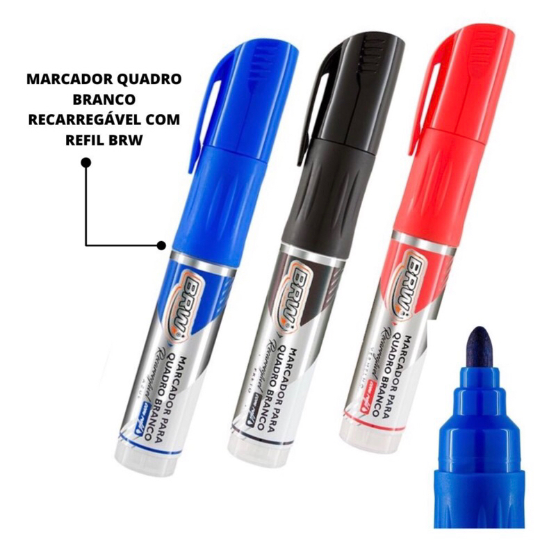 Marcador Quadro Branco Recarregavel Com Refil Brw Prime | Shopee Brasil