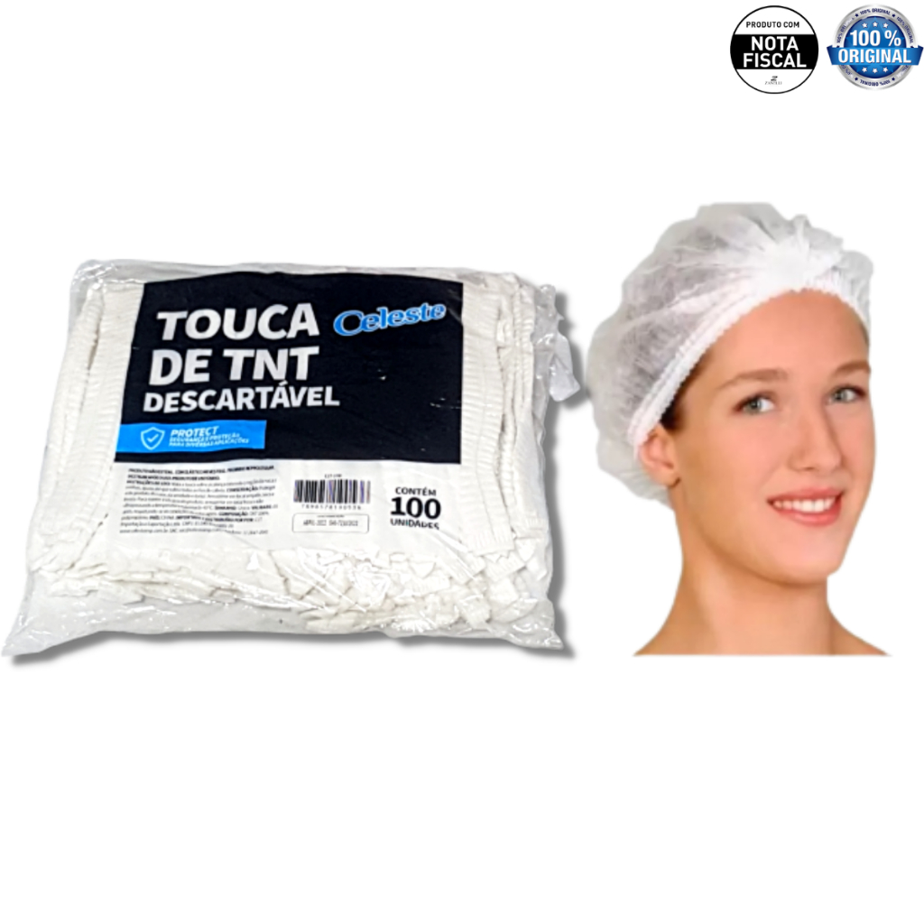 Touca Descartável TNT Celeste Branca Sanfonada 100 Unidades | Shopee Brasil