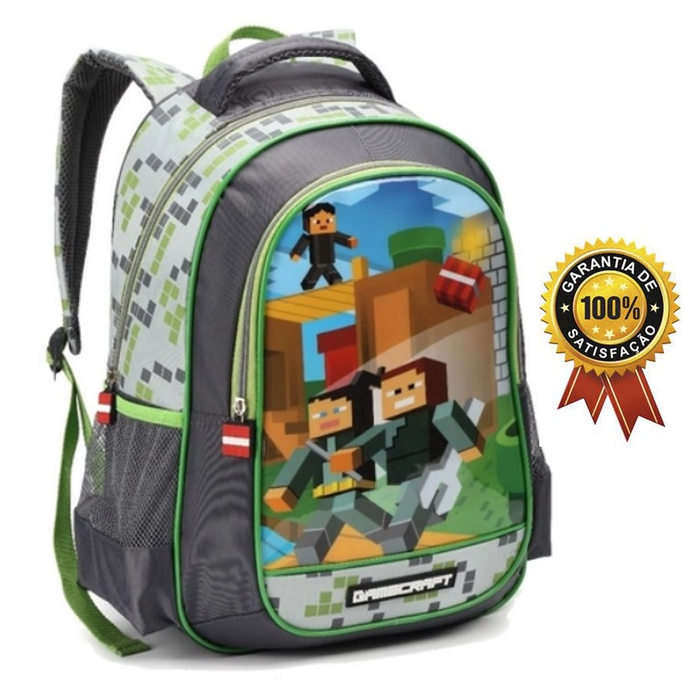 Mochila Infantil Minecraft Escolar Resistente Promoção | Shopee Brasil
