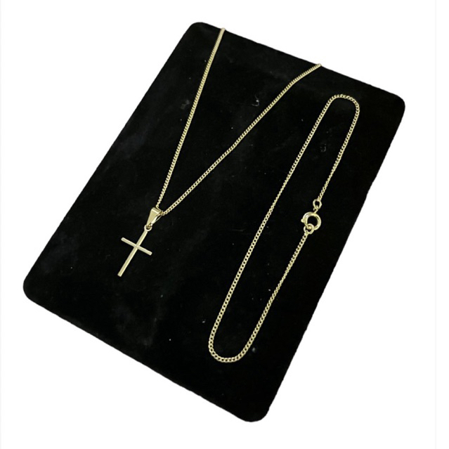 Kit Corrente Cordão Cruz Palito + Pulseira Banhado a Ouro 18k | Shopee ...