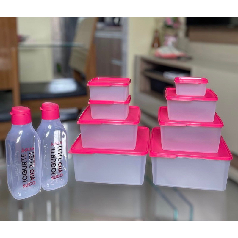 Kit Tupperware Basic Line 10 peças Rosa | Shopee Brasil
