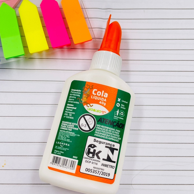 OFERTA Cola Colas Líquida Liquidas Escolar Lavável Leo&Leo 40g e 90g ...