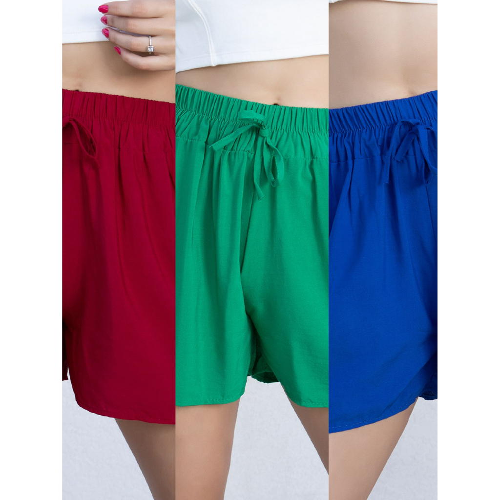 kit 3 SHORT FEMININO LISO VISCOSE ELASTICO SHORT PRA PRAIA SEM BOLSO ...