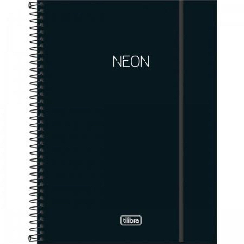Caderno Espiral Capa PlÁstica UniversitÁrio 10 MatÉrias Neon Preto 160