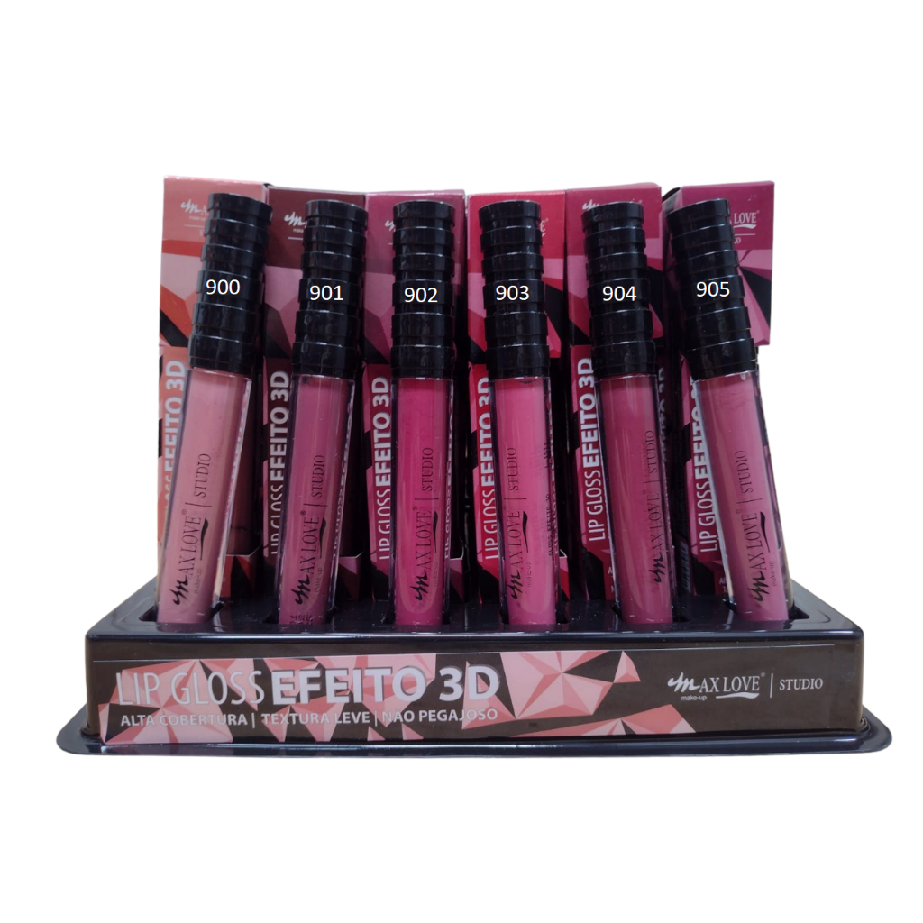 Box 36 Unidades Lip Gloss Efeito 3d Max Love + 6 Provadores | Shopee Brasil