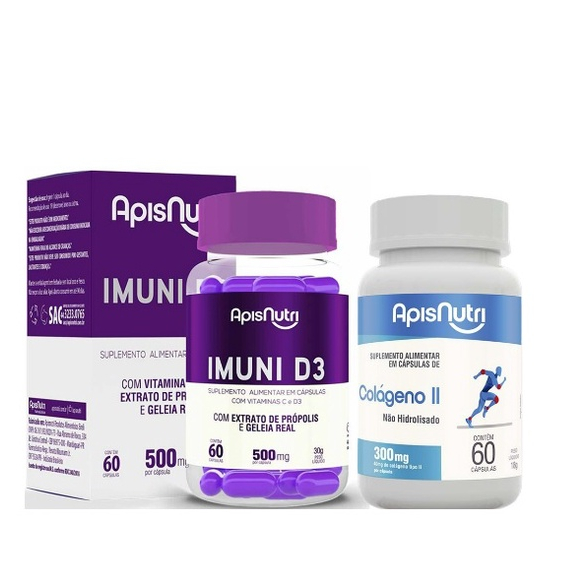 IMUNI D3 - 500 MG 60 CPS + Colágeno Tipo II 60 Caps 300mg - ApisNutri ...