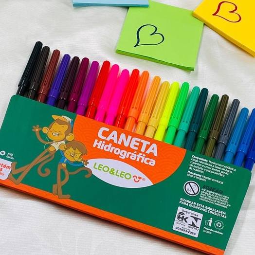 OFERTA Caneta Canetinha Hidrográfica Com 12, 6 E 24 Cores - Leo E Leo ...