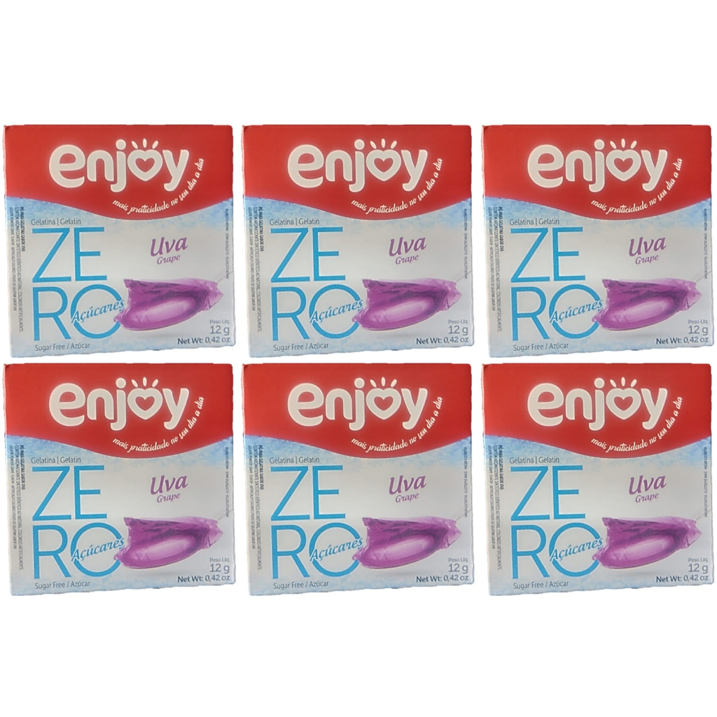 Gelatina Enjoy Zero Sabor Uva Kit 6 unidades de 12g = 72g | Shopee Brasil