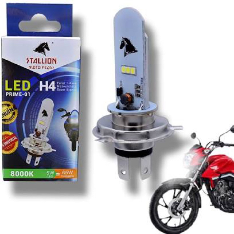 lampada biodo farol titan h4 super led 8000k 2,5W stallion | Shopee Brasil