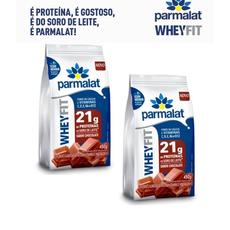 kit 2 Whey Protein Em Pó Chocolate Parmalat - Whey Fit 450G | Shopee Brasil