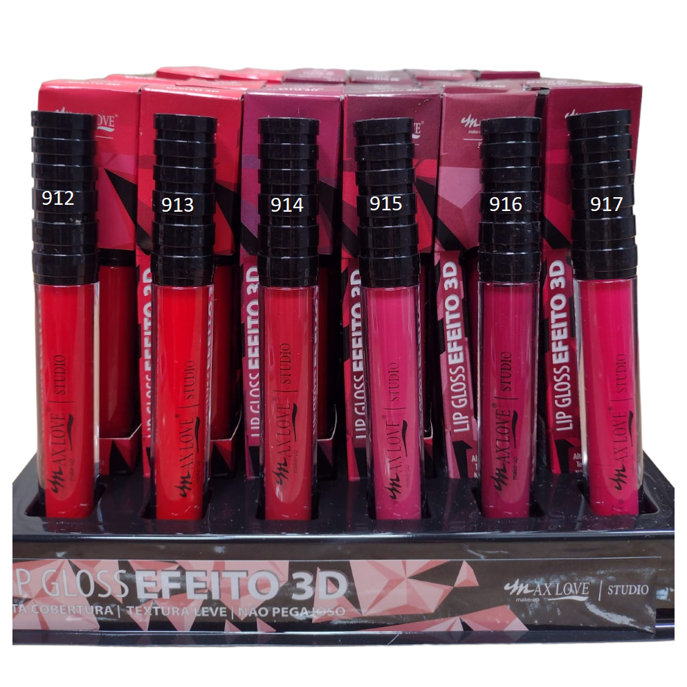 Box 36 Unidades Lip Gloss Efeito 3d Max Love + 6 Provadores | Shopee Brasil