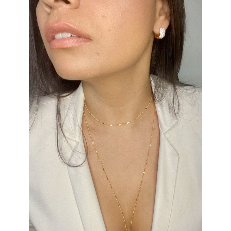 Colar Longo Feminino Coração Chapadinho Banhado Ouro 18k | Shopee Brasil