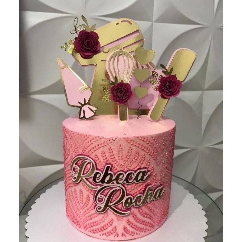 Topo de Bolo Confeiteira 3d Topper Personalizado | Shopee Brasil